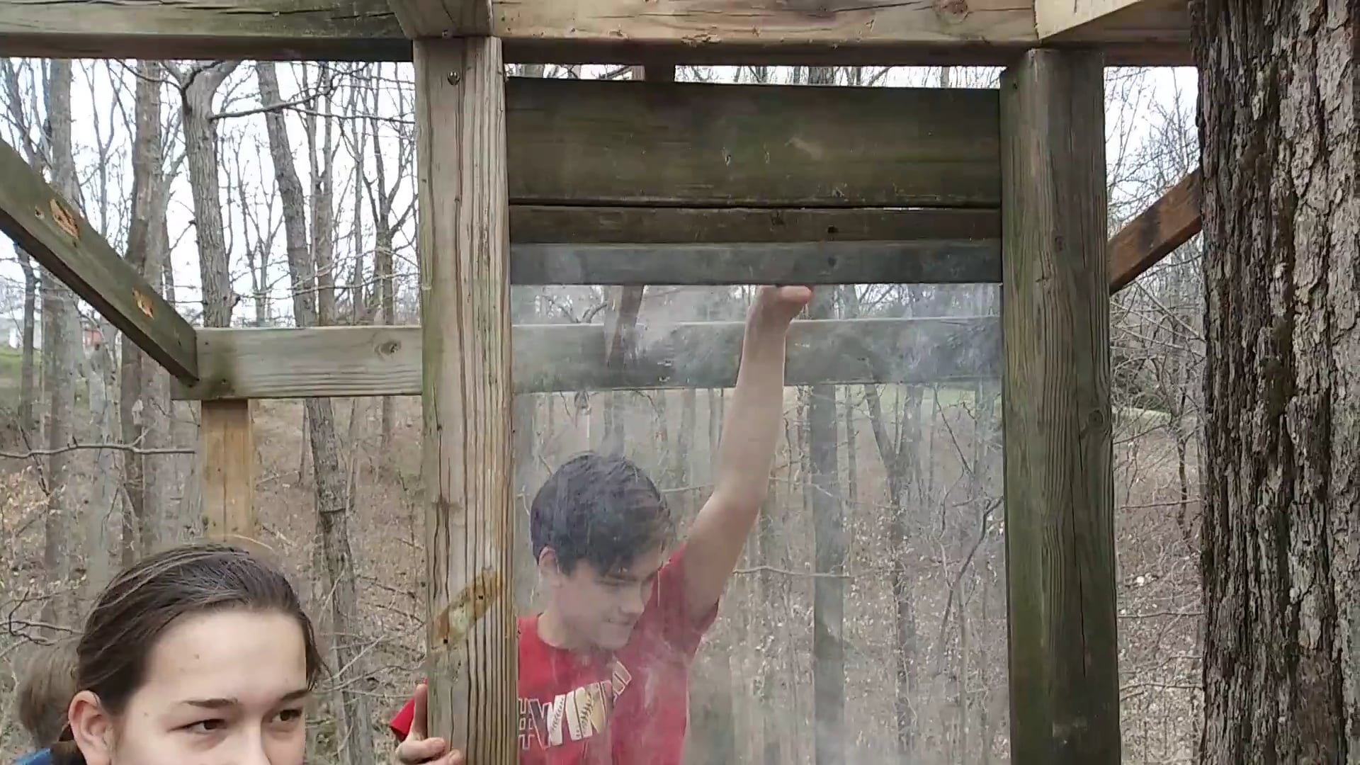 Finishing the treehouse. Perfect fit. on Vimeo