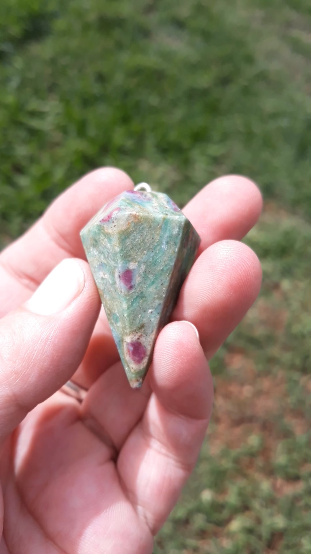 Ruby in Fuchsite pendulum 1st on Vimeo