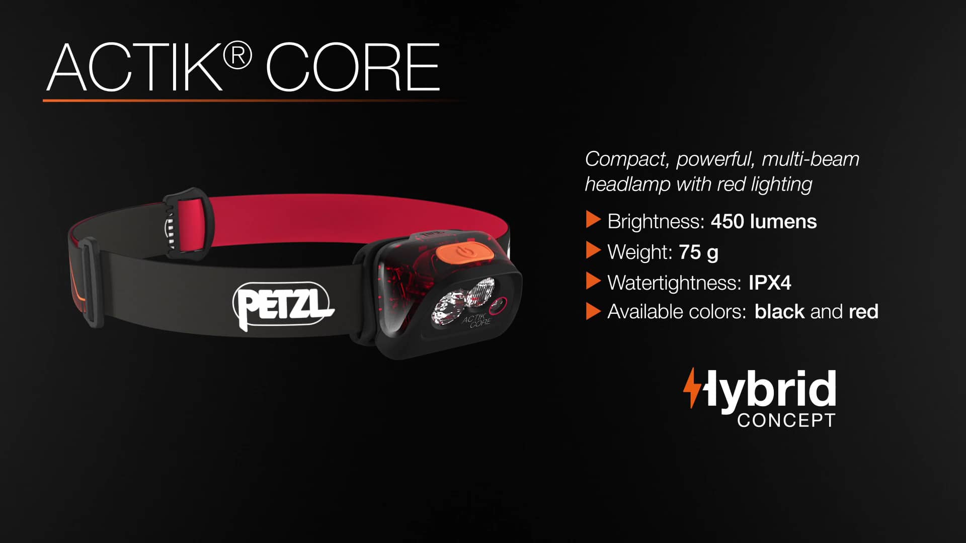 ACTIK® CORE - Rechargeable, compact multi-beam headlamp with red ...