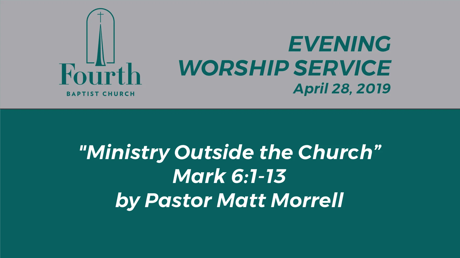 2019 - 04 - 28 Sunday PM Service Fourth Baptist Church on Vimeo