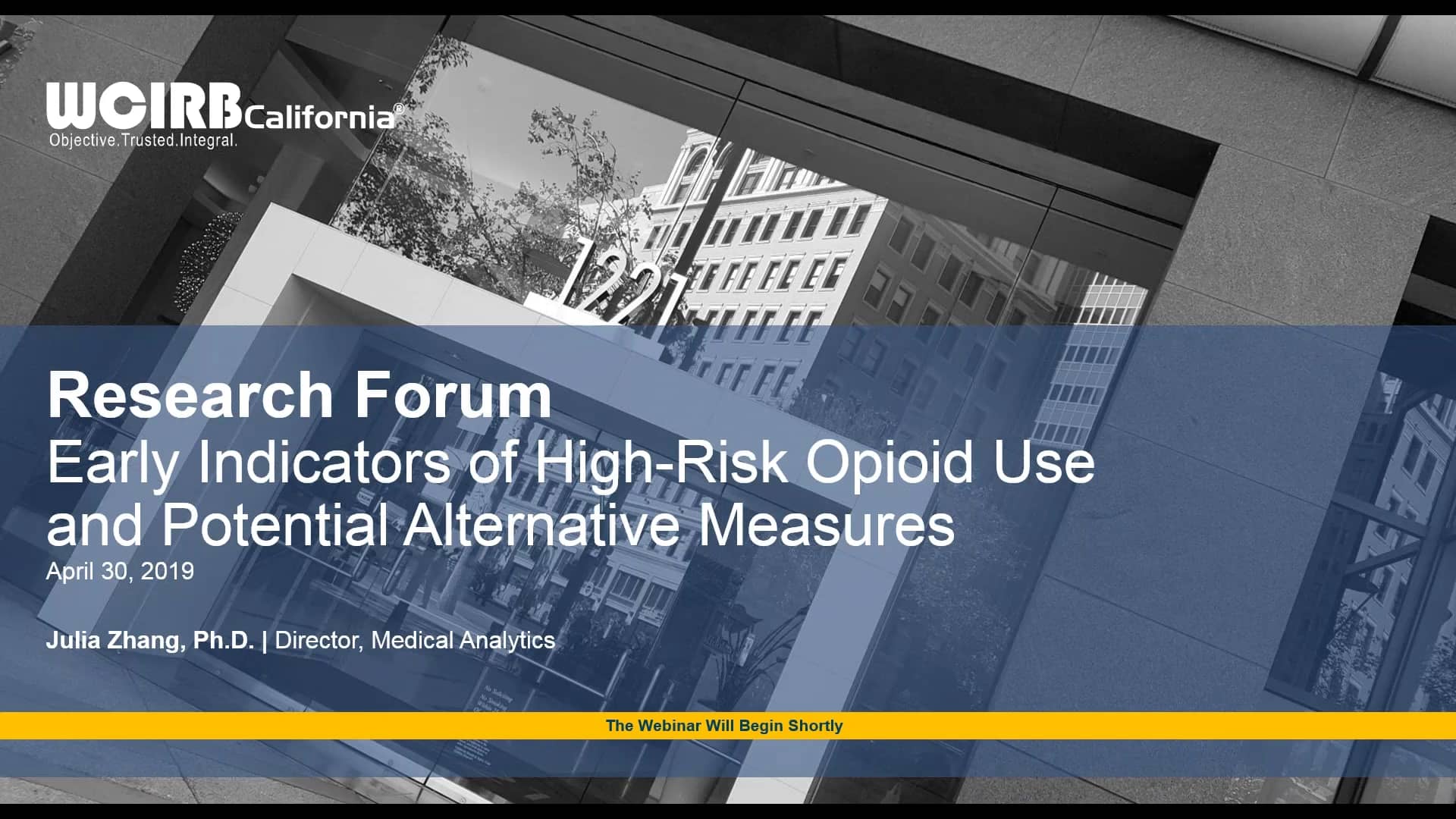 WCIRB Research Forum: Early Indicators of High-Risk Opioid Use and ...