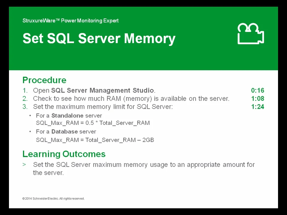 Video: Set Microsoft SQL Server Memory - Schneider Electric Community