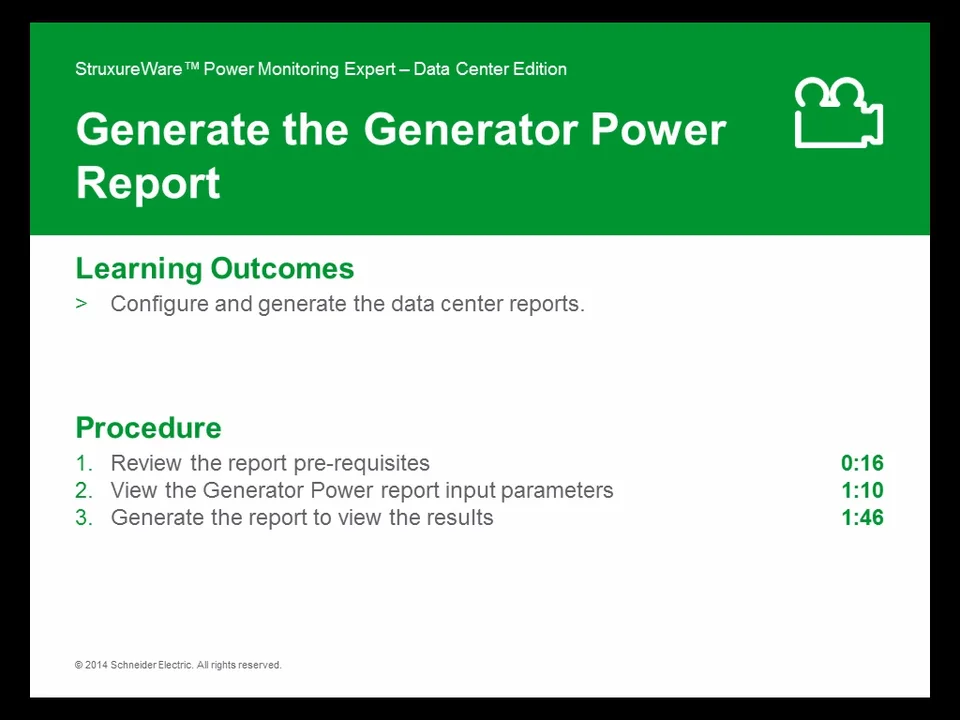 Video: Generate the Generator Power Report - Schneider Electric Community