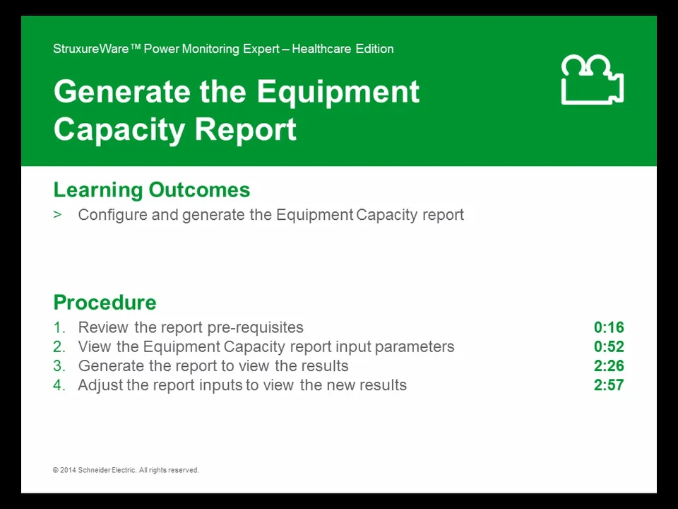Generate the Equipment Capacity Report - Schneider Electric Community