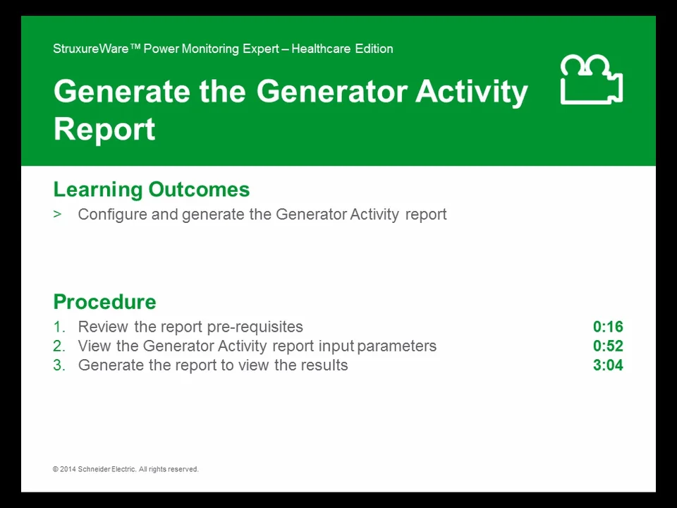 Generate the Generator Activity Report - Schneider Electric Community