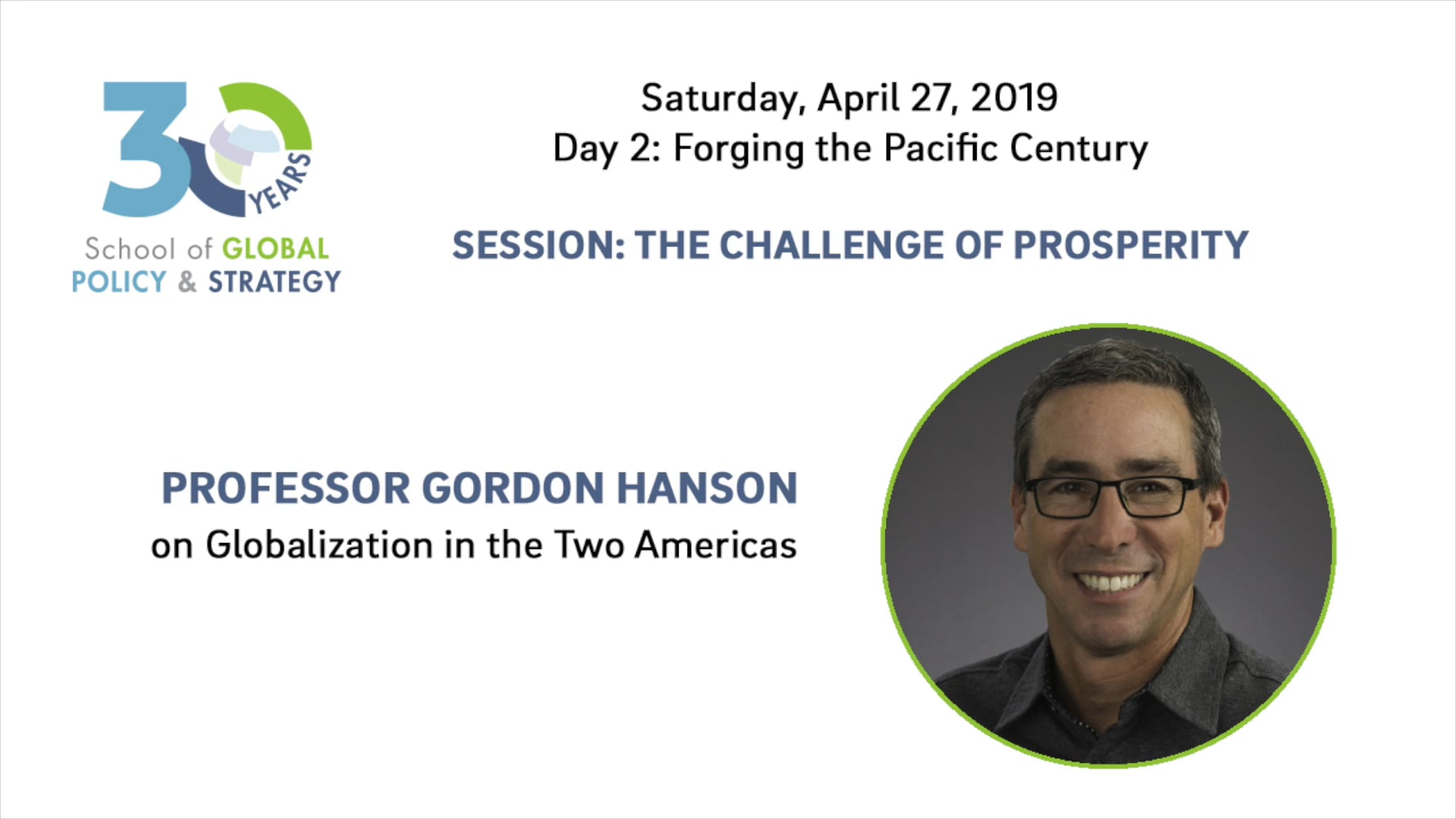 30th Weekend Celebration: Gordon Hanson on Vimeo