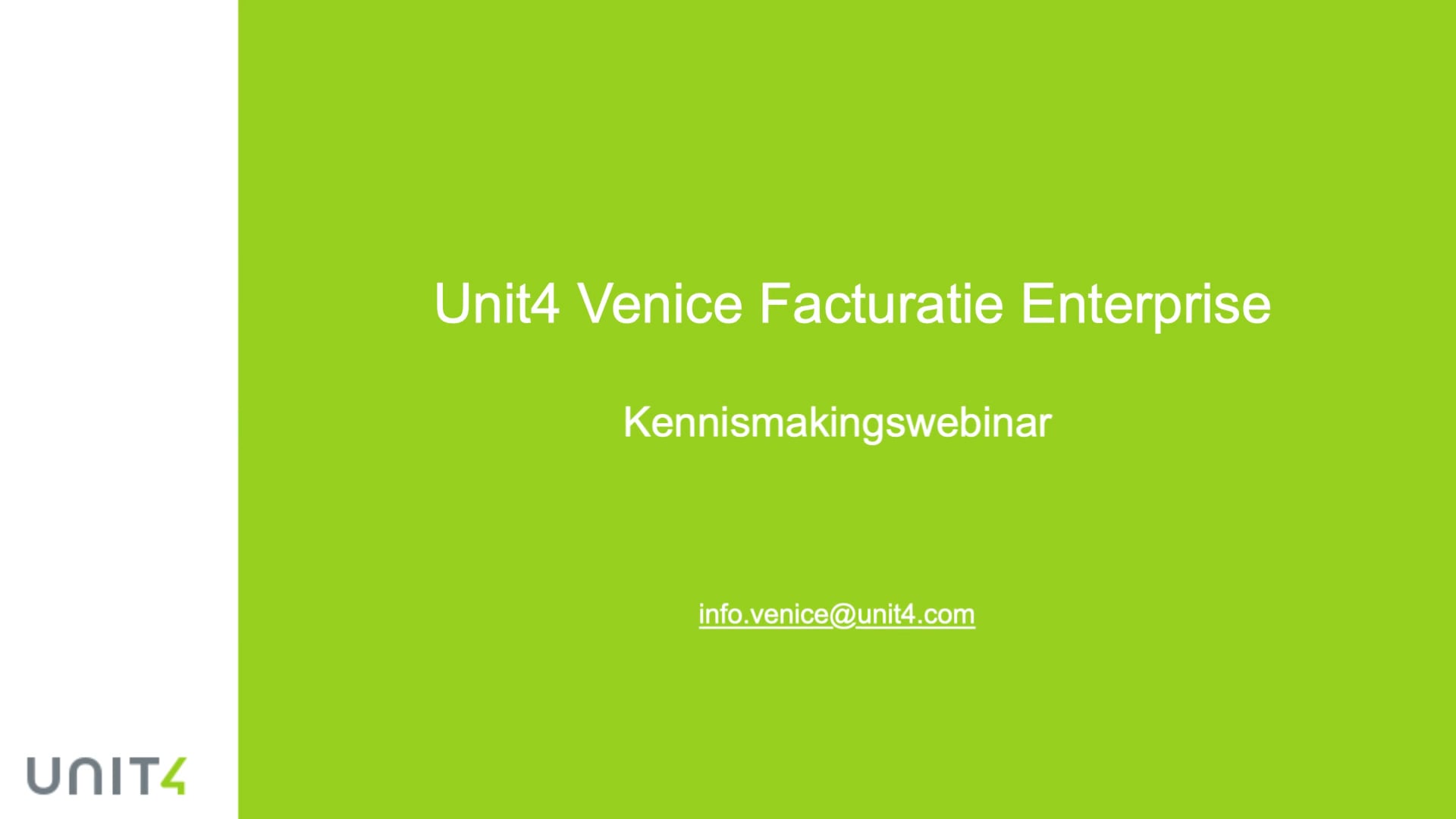 Unit4 Venice Facturatie Enterprise Kennismakingswebinar on Vimeo