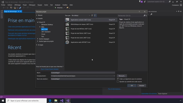 Créez votre premier projet avec Visual Studio - Adoptez Visual Studio ...