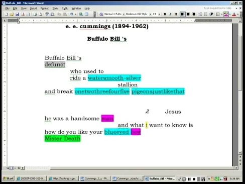 Bill Yarrow on the E.E. Cummings poem beginning "Buffalo Bill's" on Vimeo