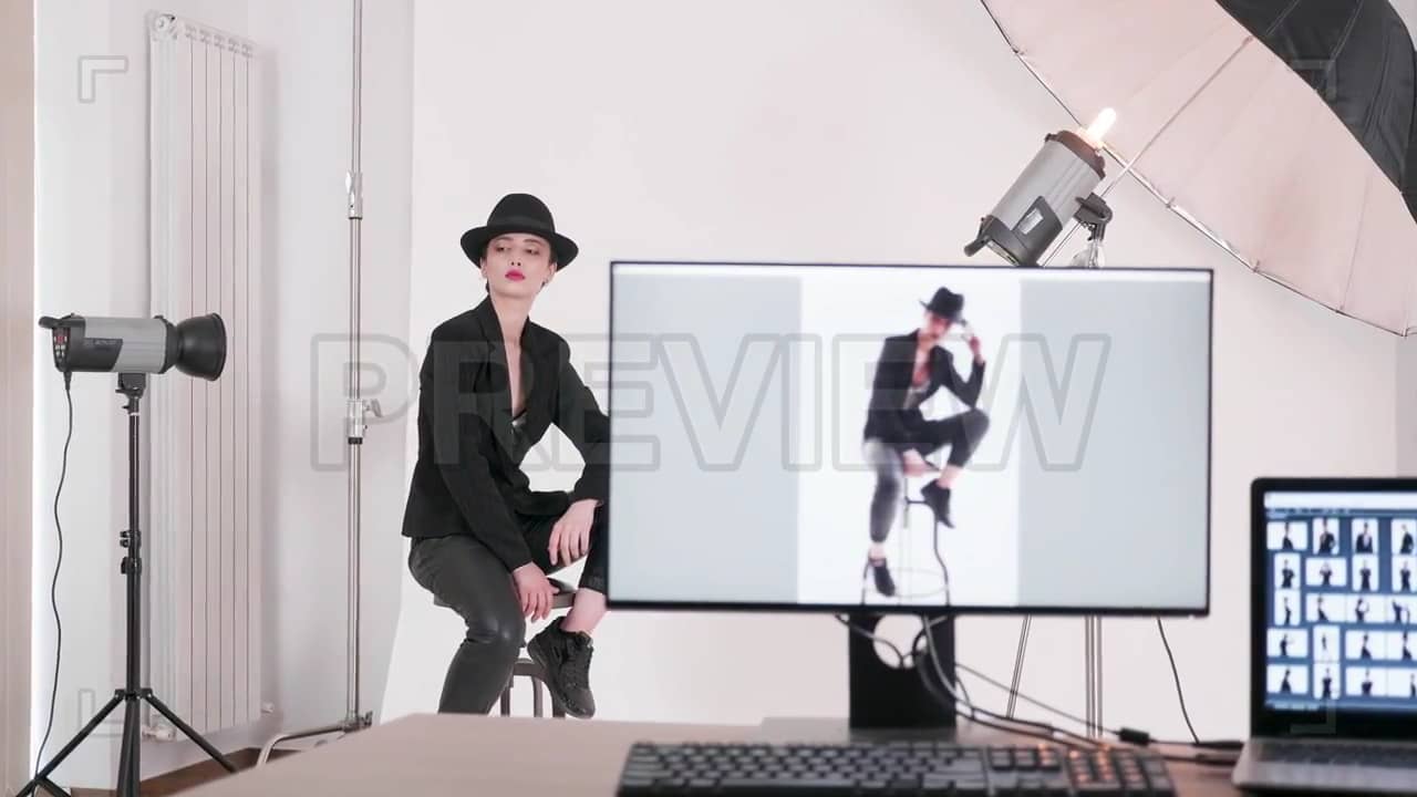 Model Poses In Studio Stock Video on Vimeo