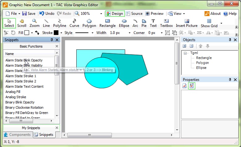 TGML Objects are no longer highlighted when dragging and dropping snippets to the graphic ...