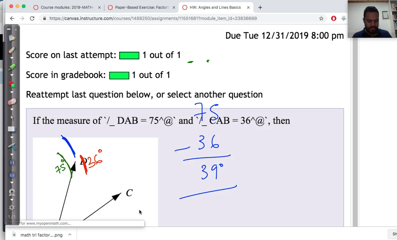Angle question example 1