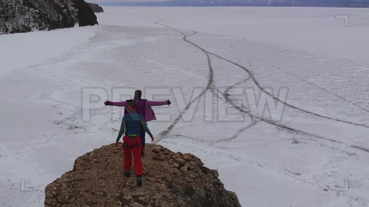 Climbers Reach Cliff Edge Stock Video on Vimeo