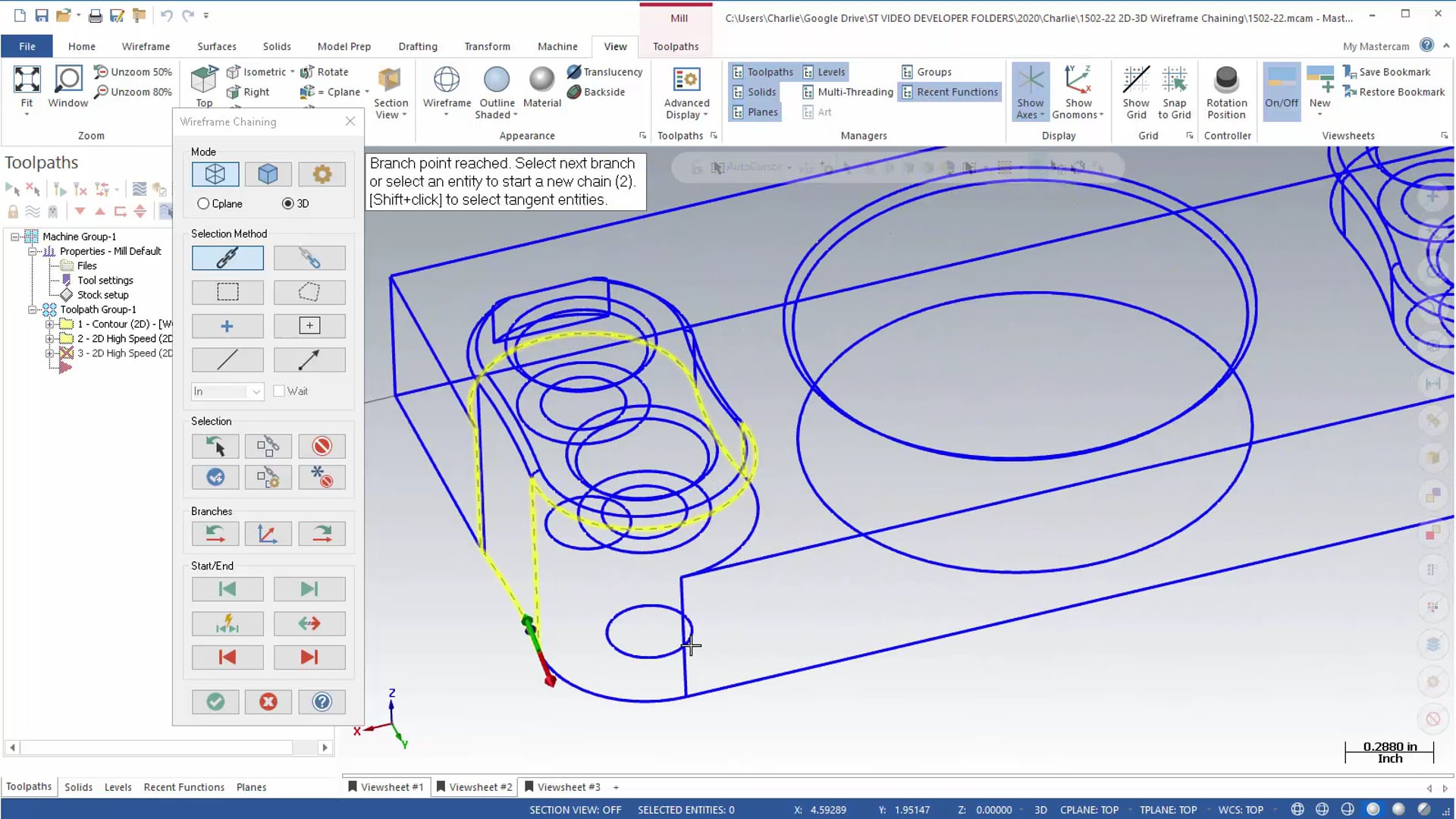Mastercam 2021 Library - 2D and 3D Wireframe Chaining Mastercam 2021 Library - 2D and 3D Wireframe Chaining