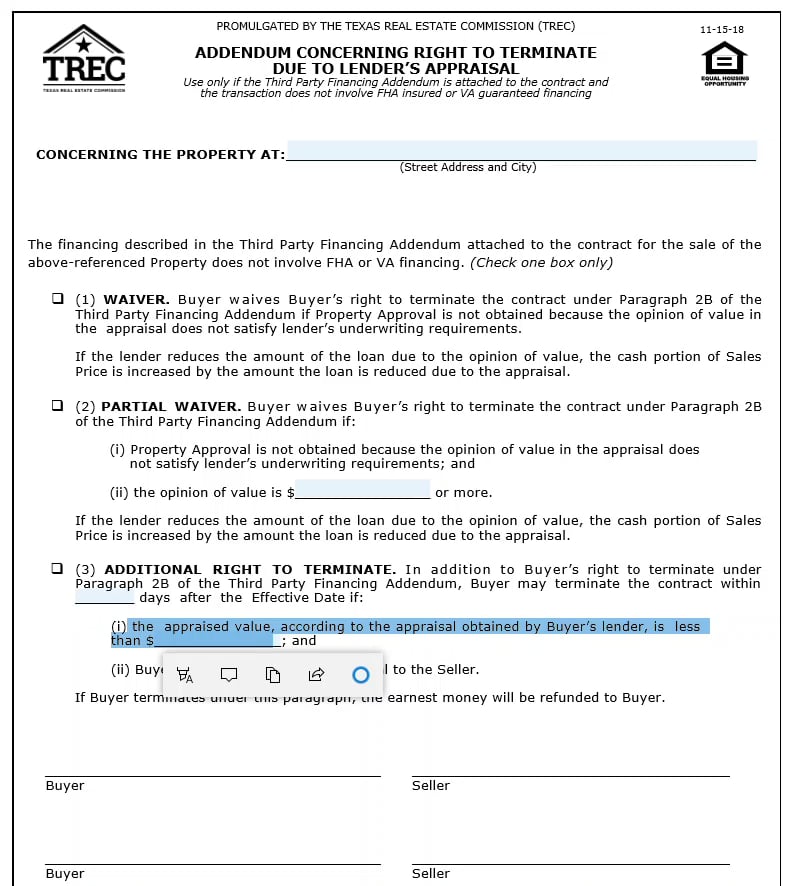 TREC Appraisal Addendum 2019 on Vimeo