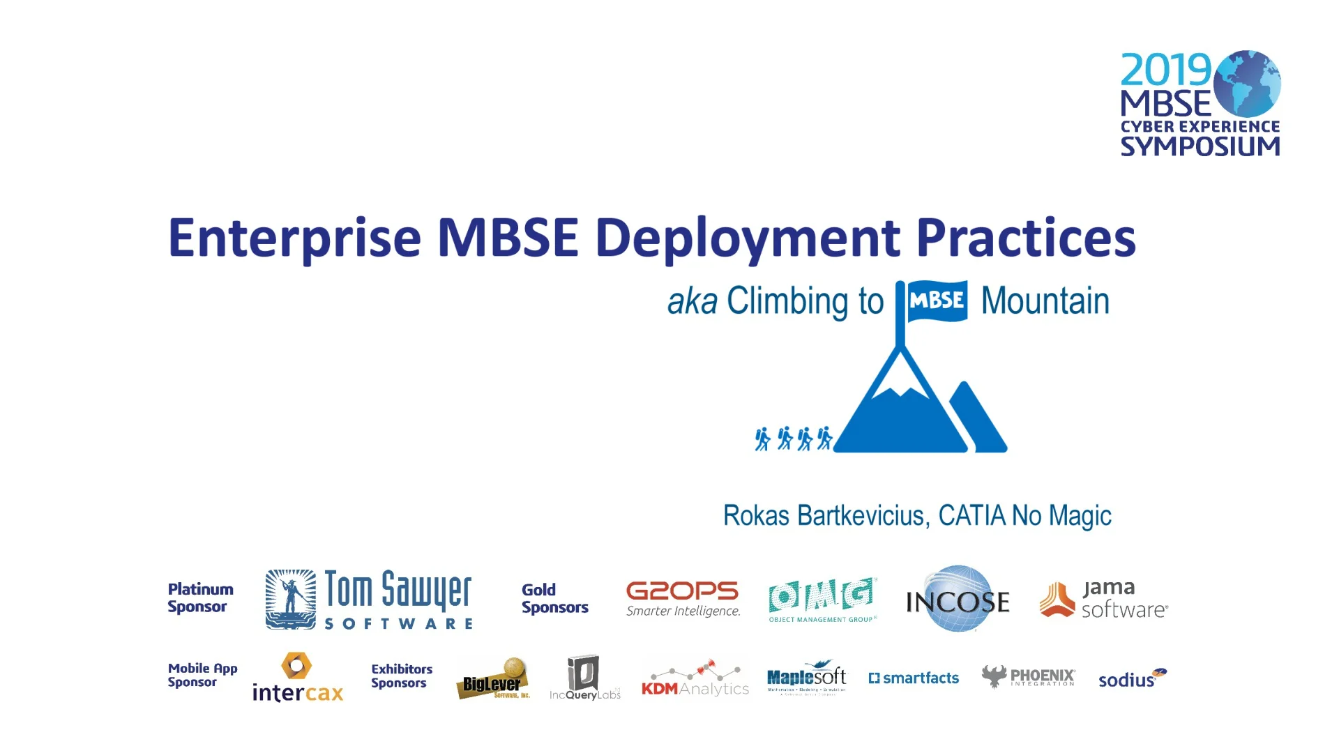 2019 MBSE Cyber Experience Symposium Presentations - MCES 2019 MBSE ...