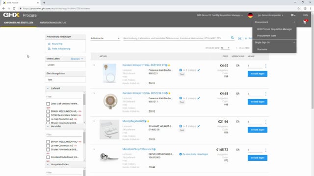 GHX Procure Requisition Manager Deutsch on Vimeo
