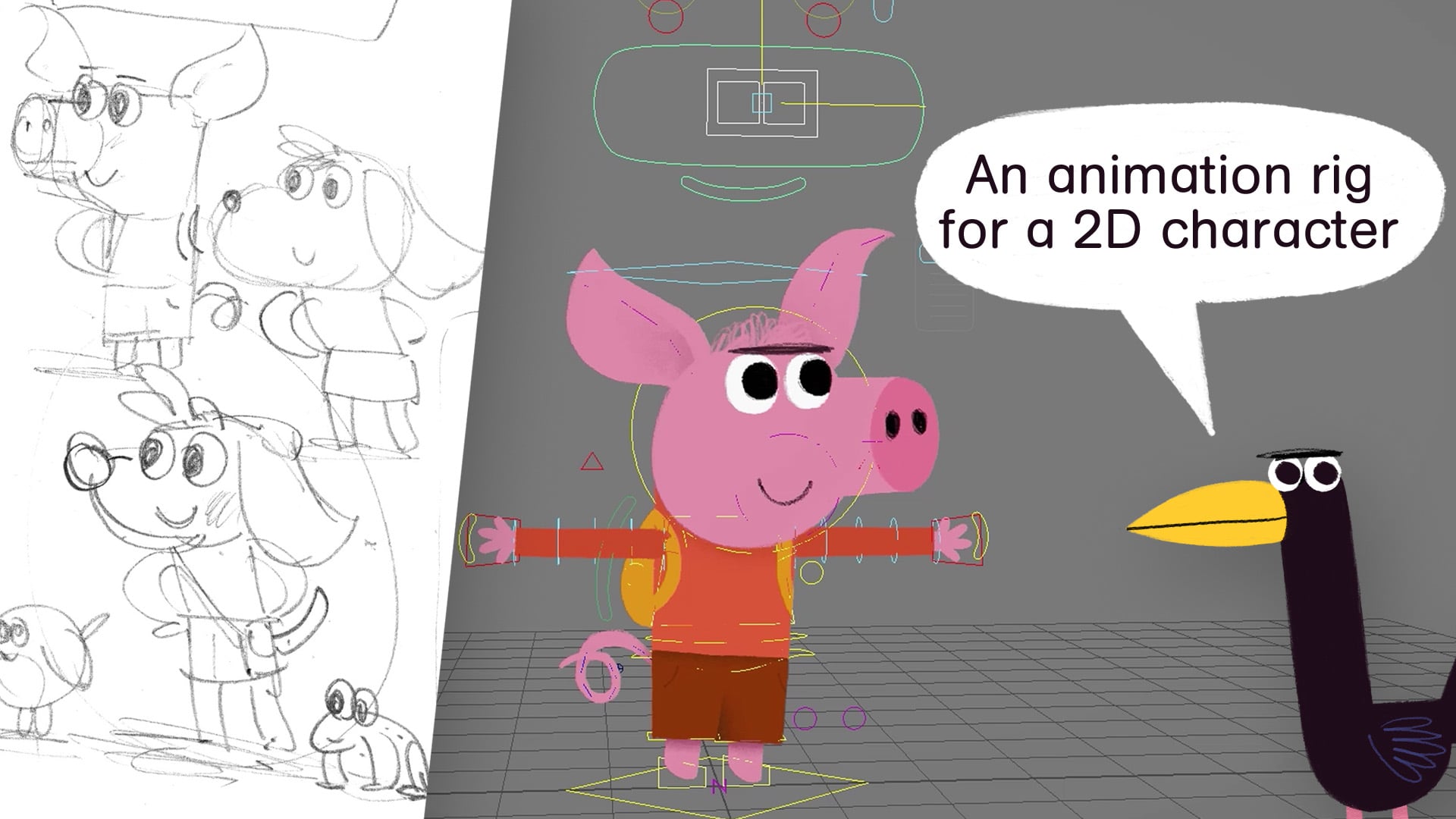 Demo of Animation Rig for 2D Cartoon Characters in Autodesk Maya. on Vimeo