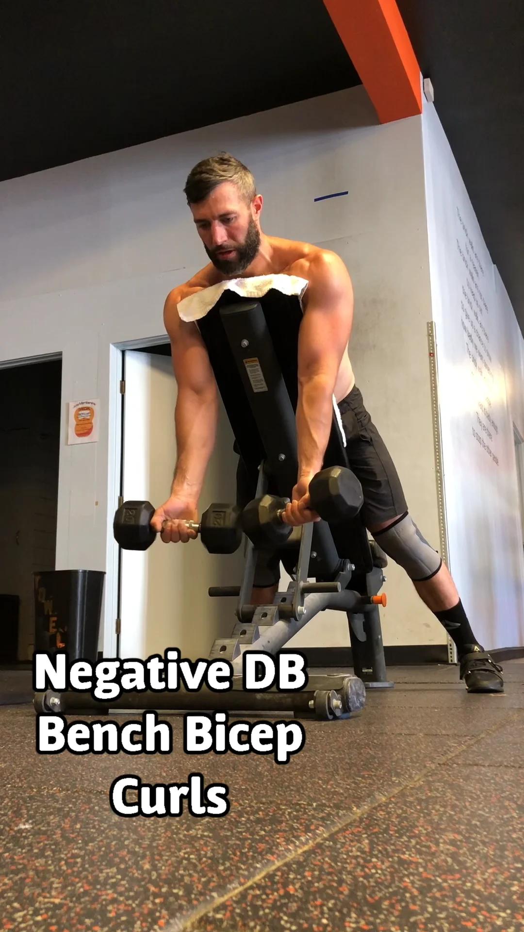 Negative DB Bench Bicep Curls on Vimeo