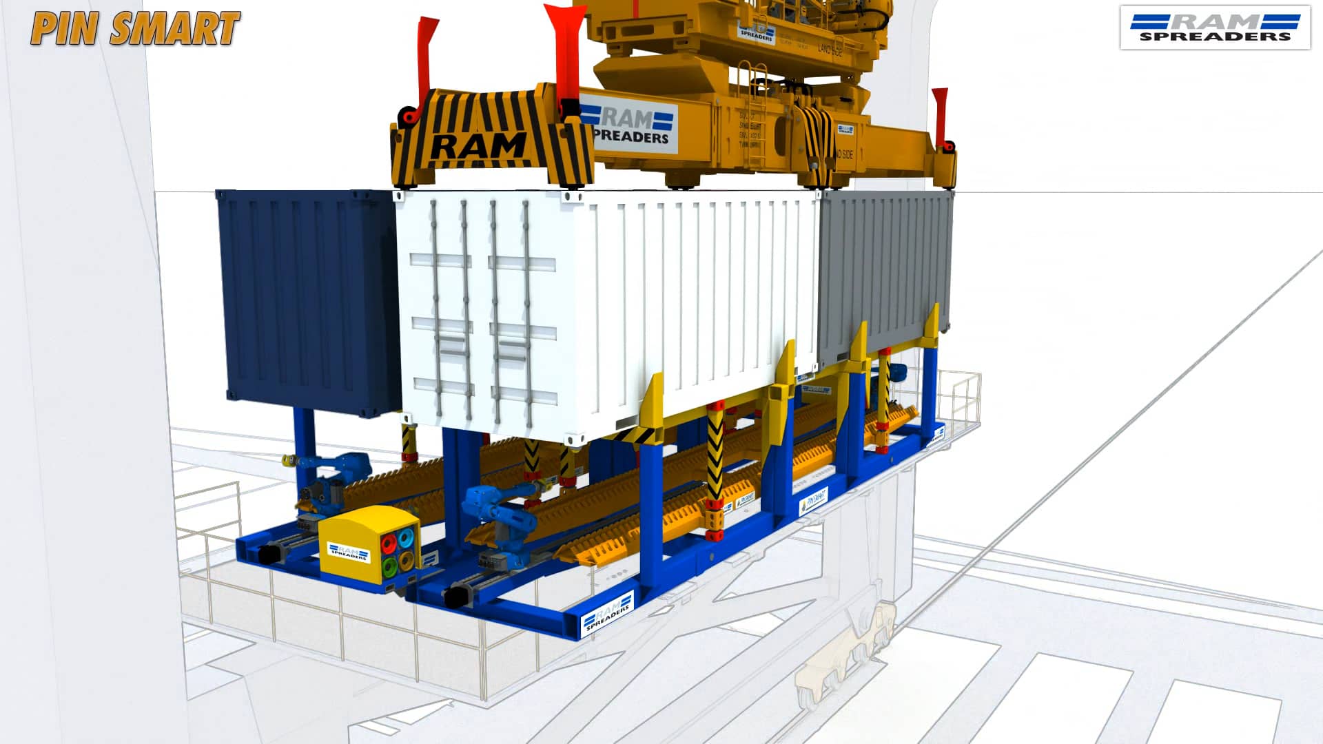 Fully Automated Twistlock Handling Machine from RAM Spreaders on Vimeo