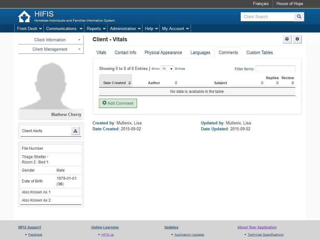 HIFIS 4: Client Information Menu on Vimeo