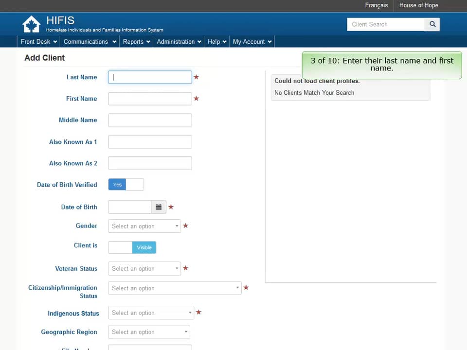 HIFIS 4: Creating a Client Record on Vimeo