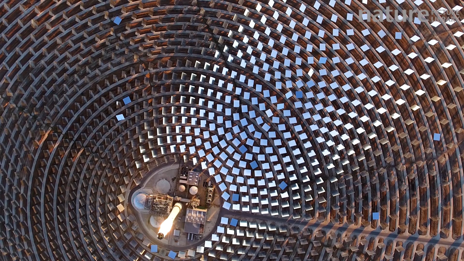 Aerial shot of the Gemasolar Thermosolar Plant owned by Torresol Energy ...