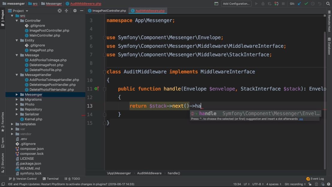 Middleware > Messenger! Queue work for Later | SymfonyCasts