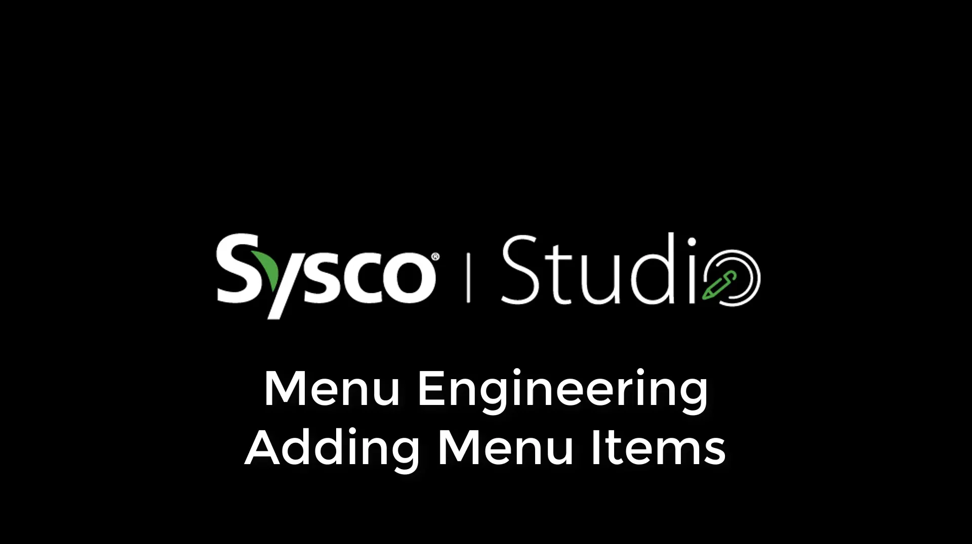Sysco Studio Video Library - Sysco | Studio Menu Engineering_Adding ...