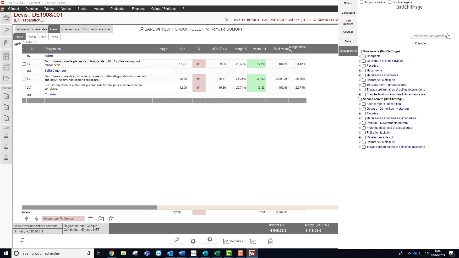 Création d'un devis à partir de batichiffrage on Vimeo