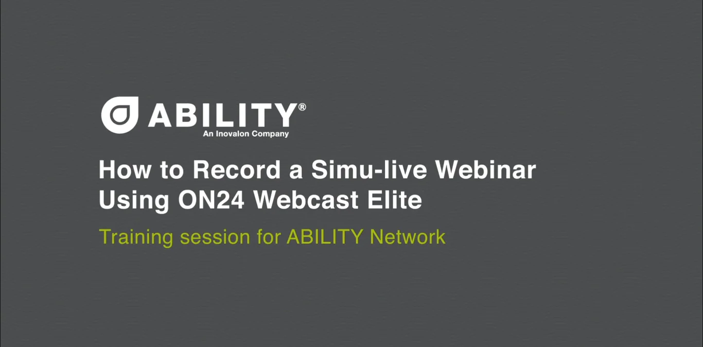 How to Record A Simu-live Webinar Using ON24 Webcast Elite on Vimeo