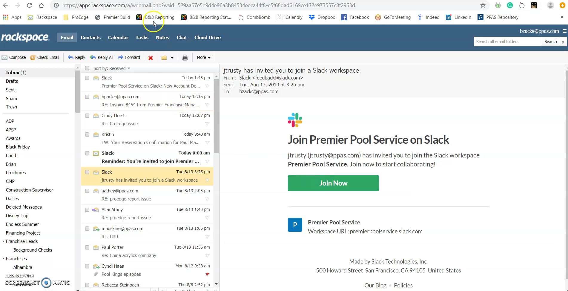 Slack Setup - Premier Pool Service