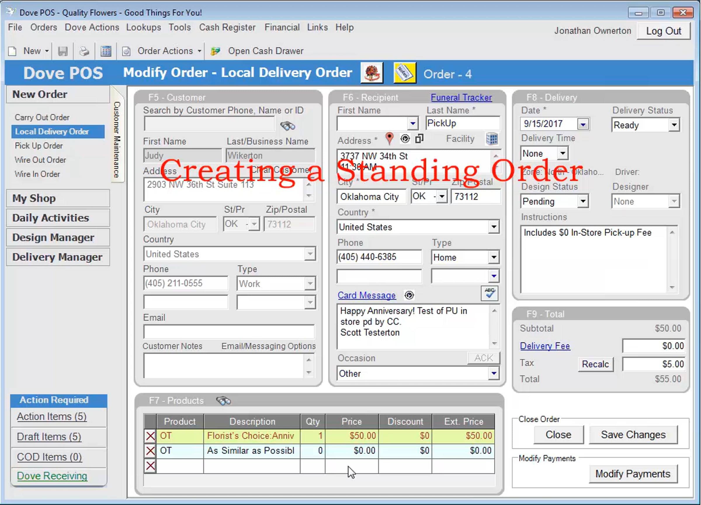 Dove POS Order Actions Tutorial Video