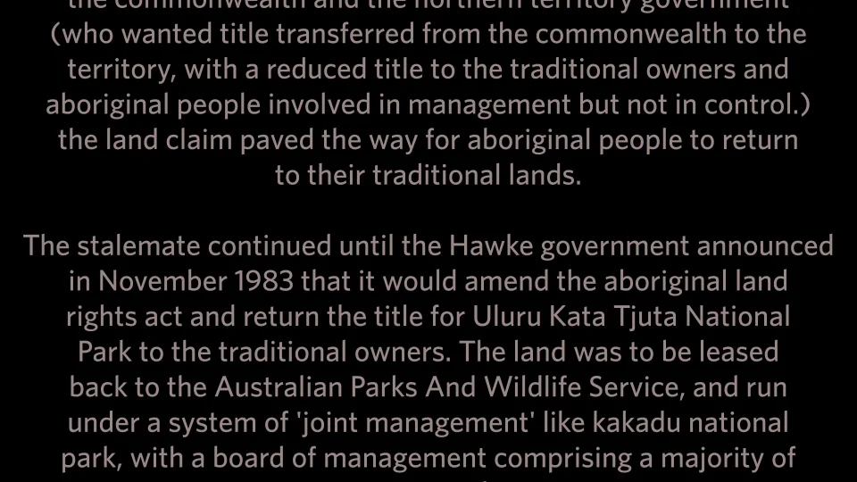 ULURU HANDBACK CEREMONY 25th November 1985 : JUNO GEMES