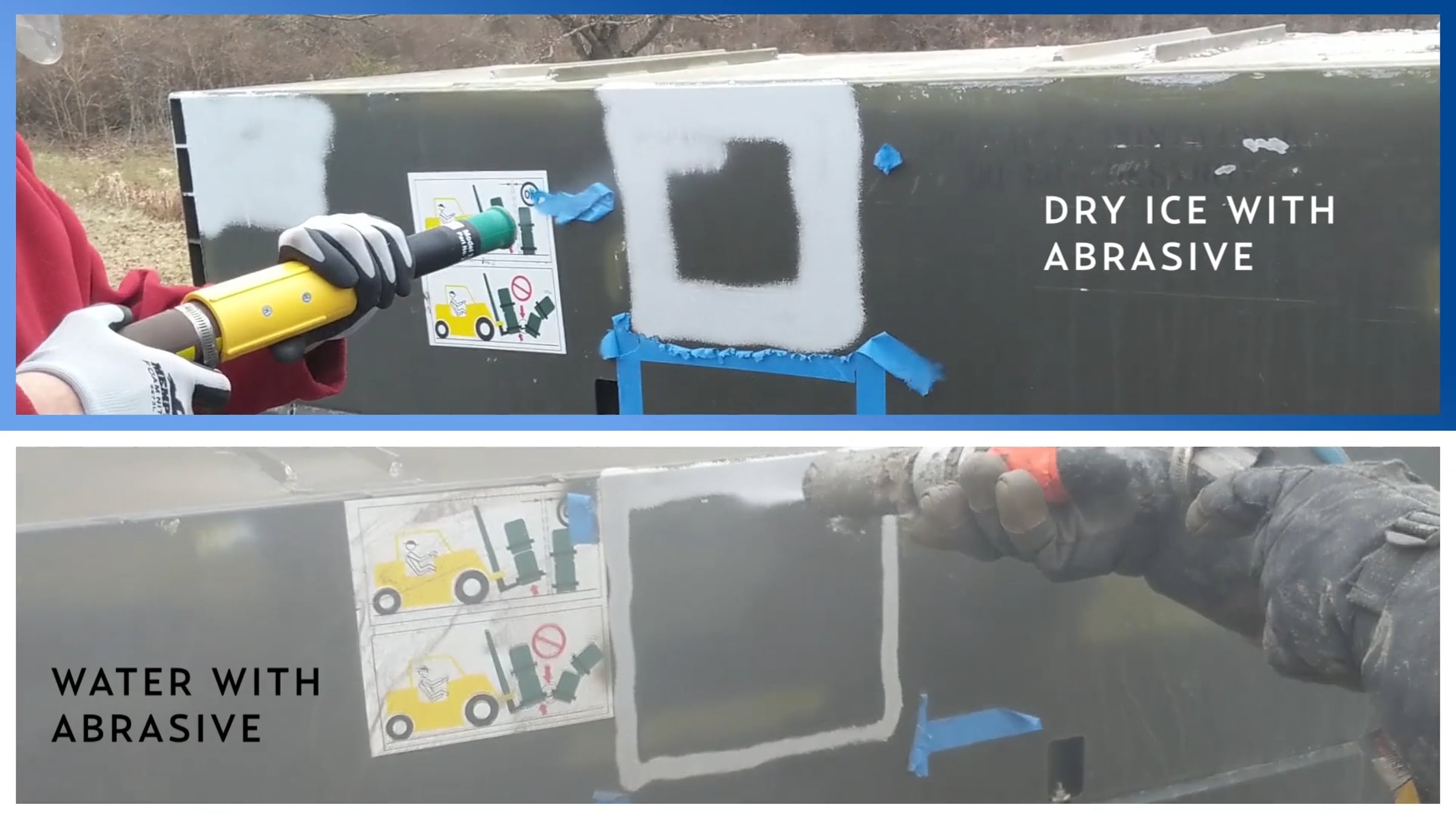 Dry Ice + Abrasive for Coatings and Corrosion Removal