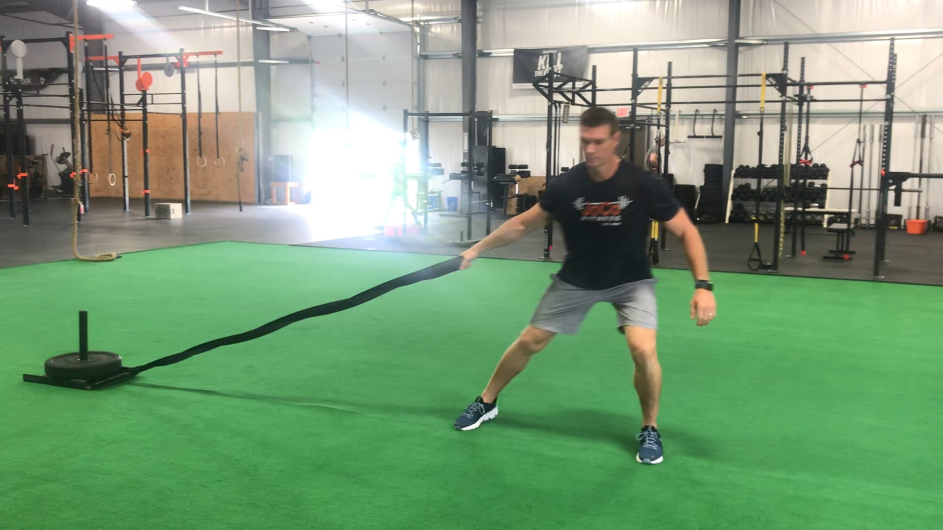Lateral Shuffle Sled Pull on Vimeo
