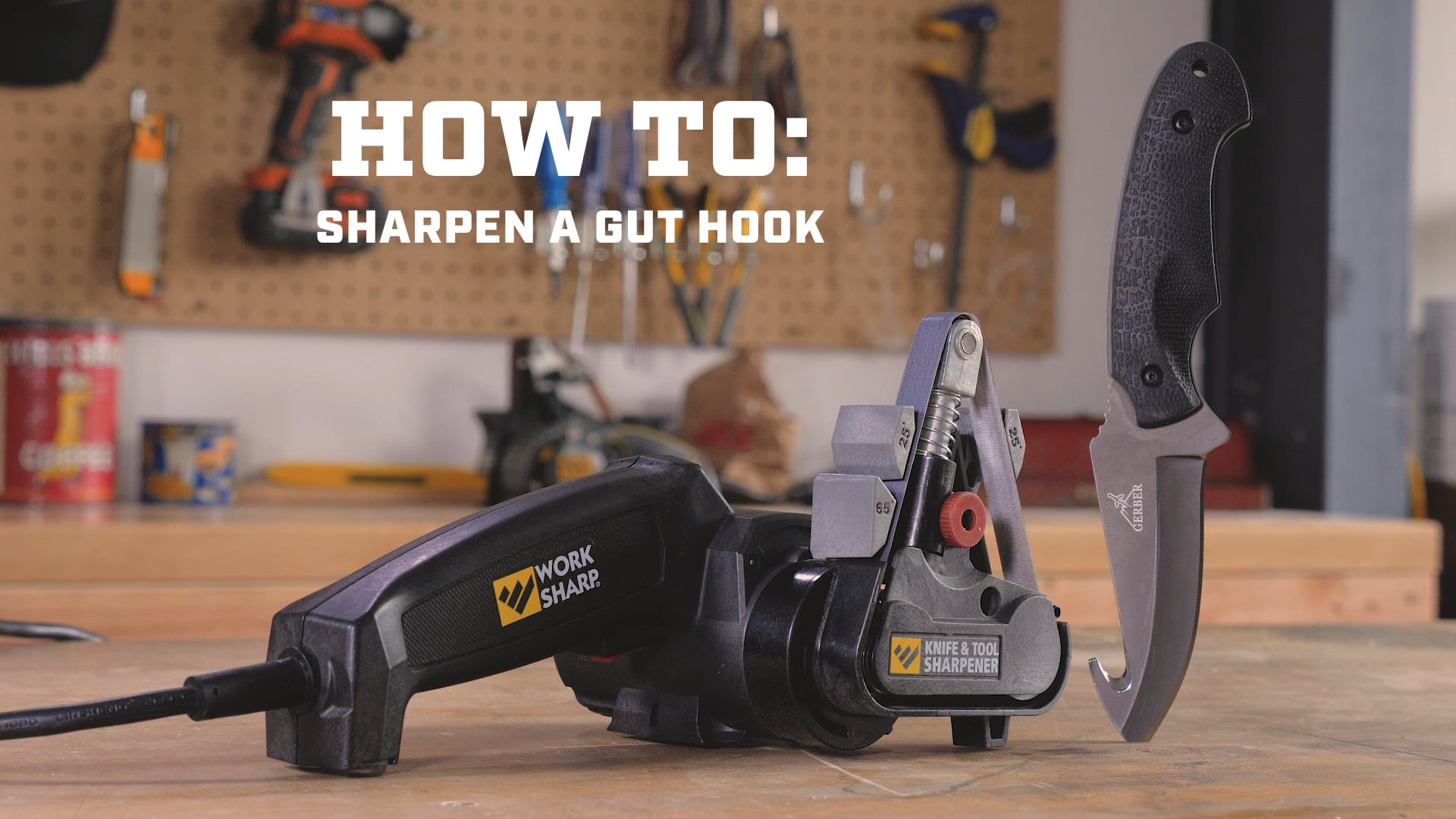 Sharpen a Gut Hook with the Work Sharp Knife & Tool Sharpener on Vimeo