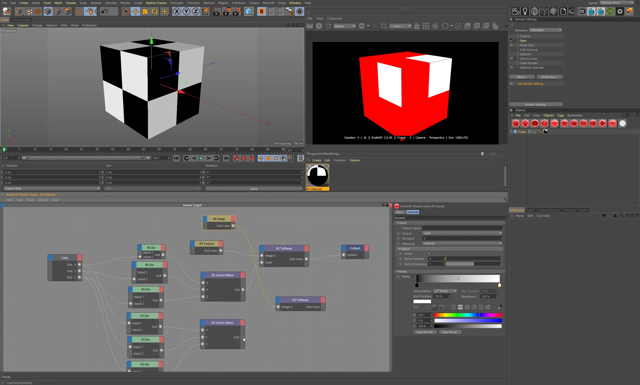 Fitting the Redshift triplanar to an object in Cinema4D on Vimeo