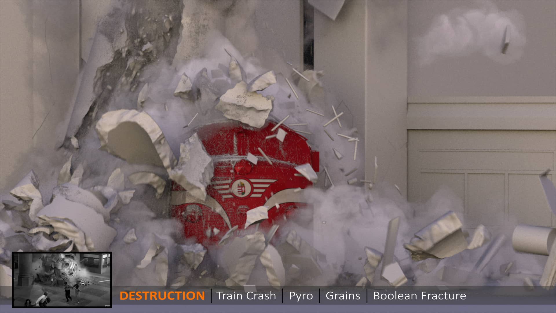 Houdini - Rigid Body Destruction - Silver Streak Train Crash on Vimeo