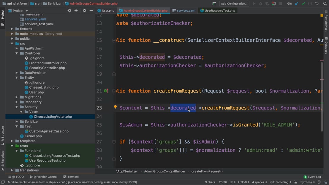 Context Builder: Dynamic Fields/Groups > API Platform Part 2: Security | SymfonyCasts