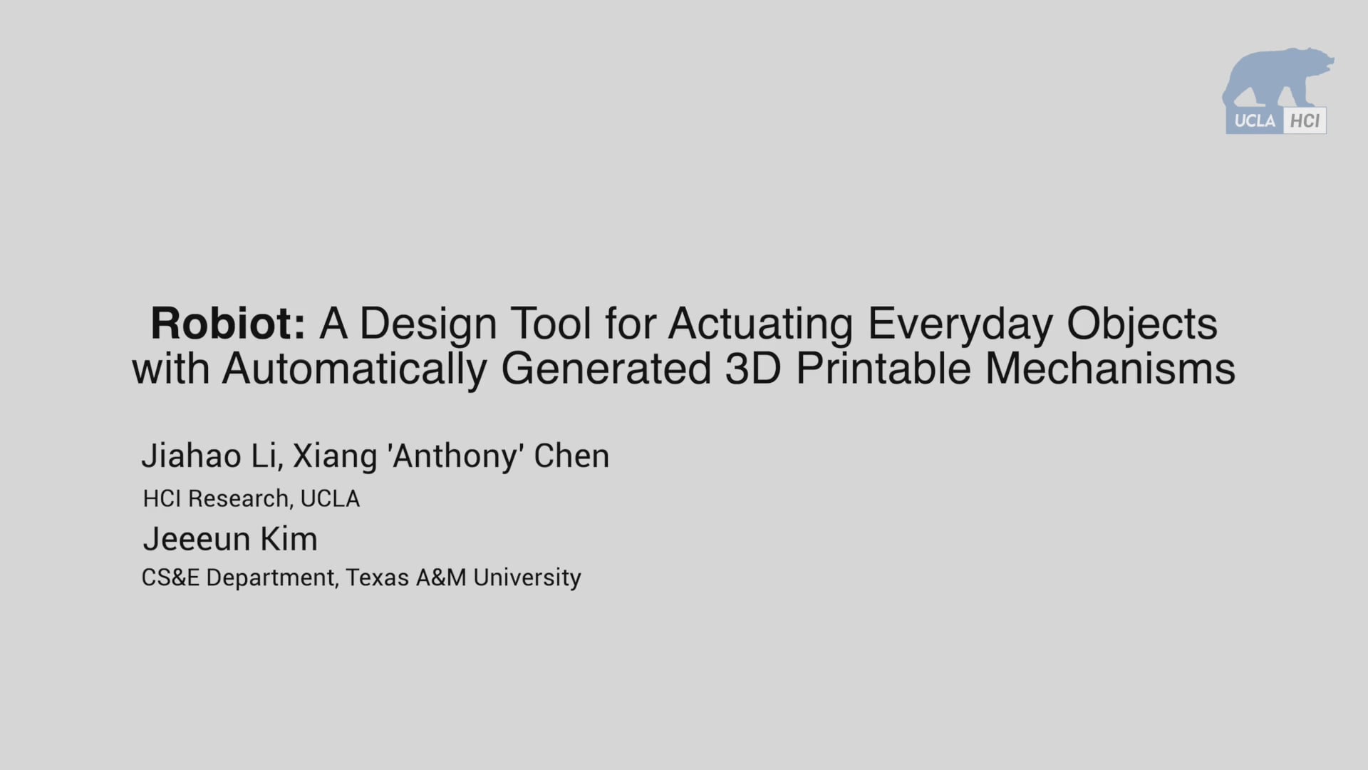 Robiot: A Design Tool for Actuating Everyday Object with Automatically ...