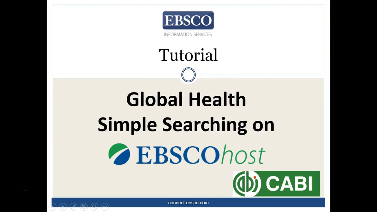 EBSCO Connect Tutorials - Global Health Basic Searching on Vimeo