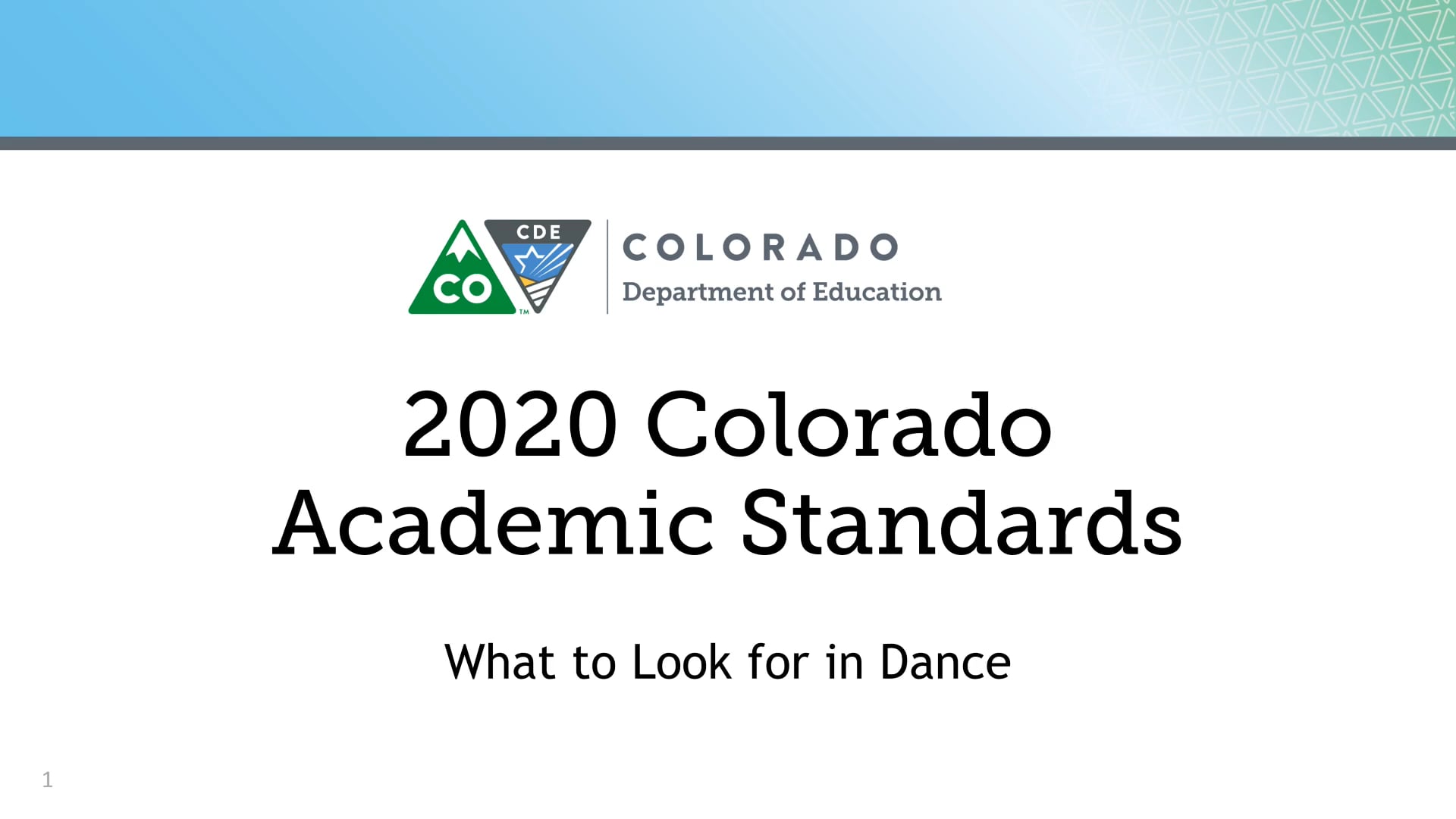 Dance - What to Look for (2020 Colorado Academic Standards ...