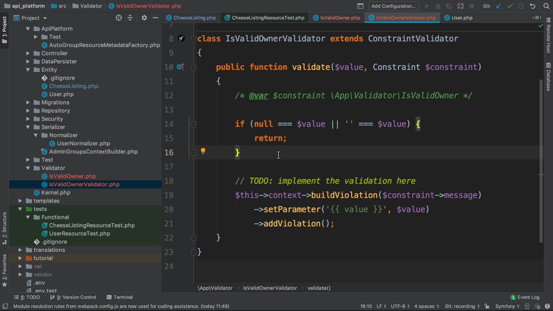 Custom Validator > API Platform Part 2: Security | SymfonyCasts