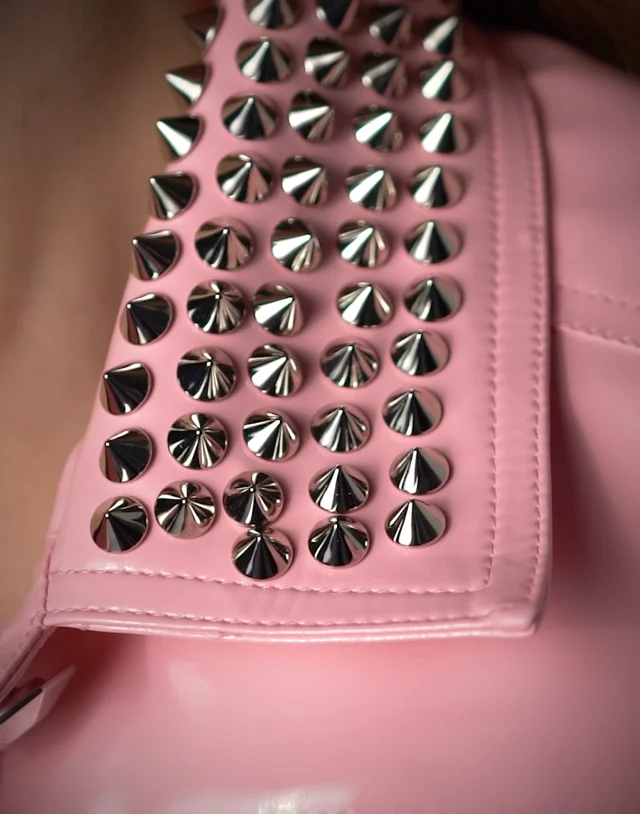 Pink Spiked Shoulder Jacket