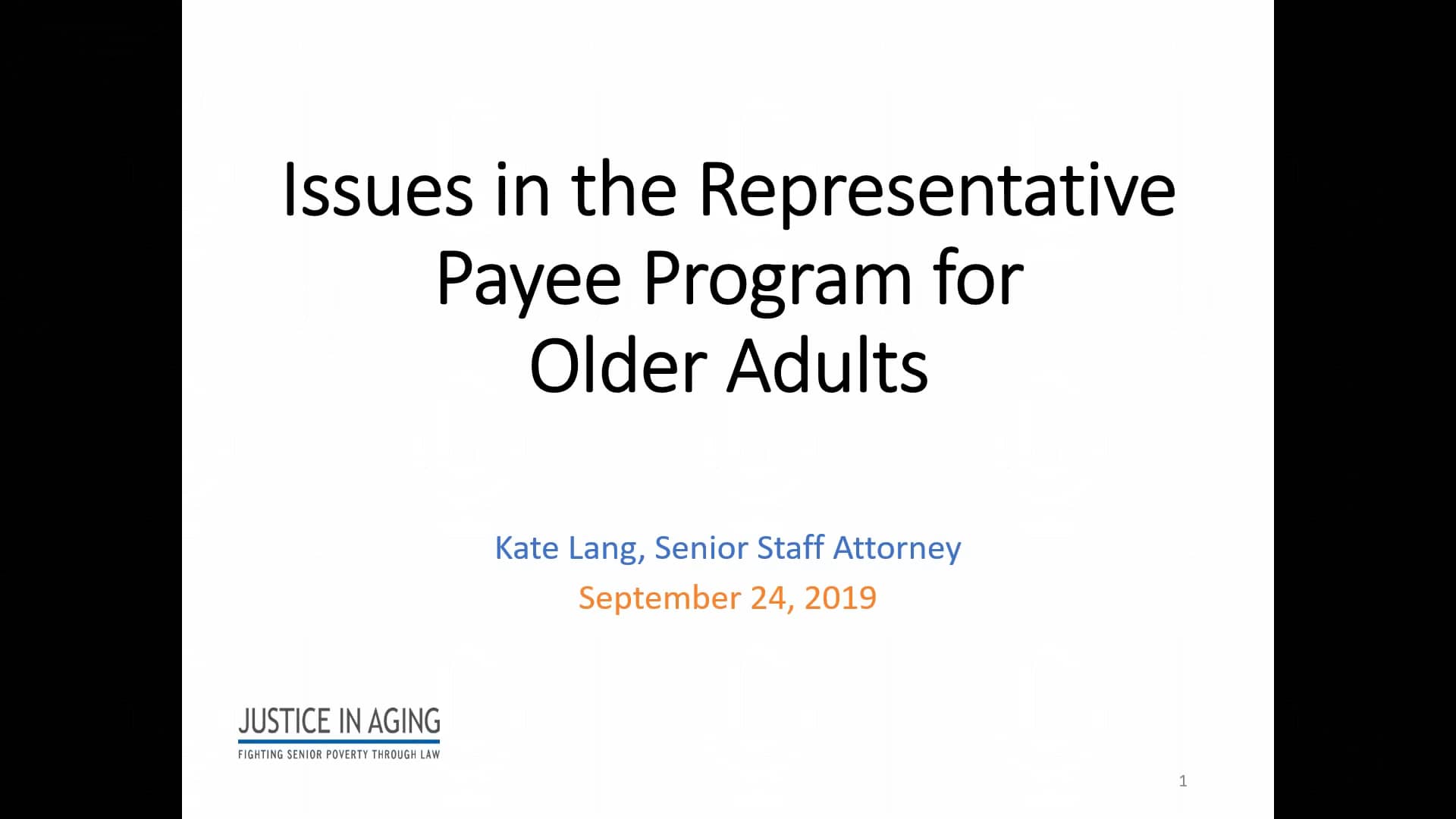Free Webinar: Issues in the Representative Payee Program for Older Adults on Vimeo