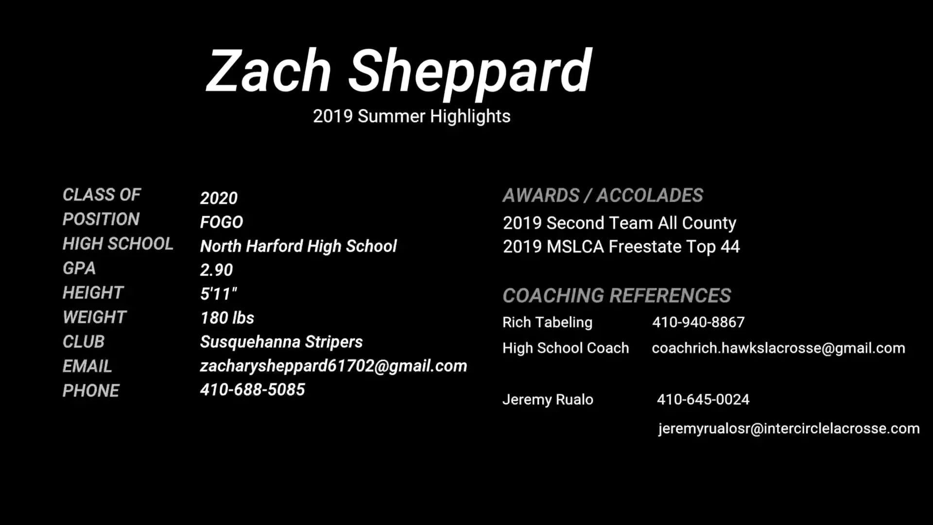 Zach Sheppard Lacrosse Highlights 2019 NLV on Vimeo