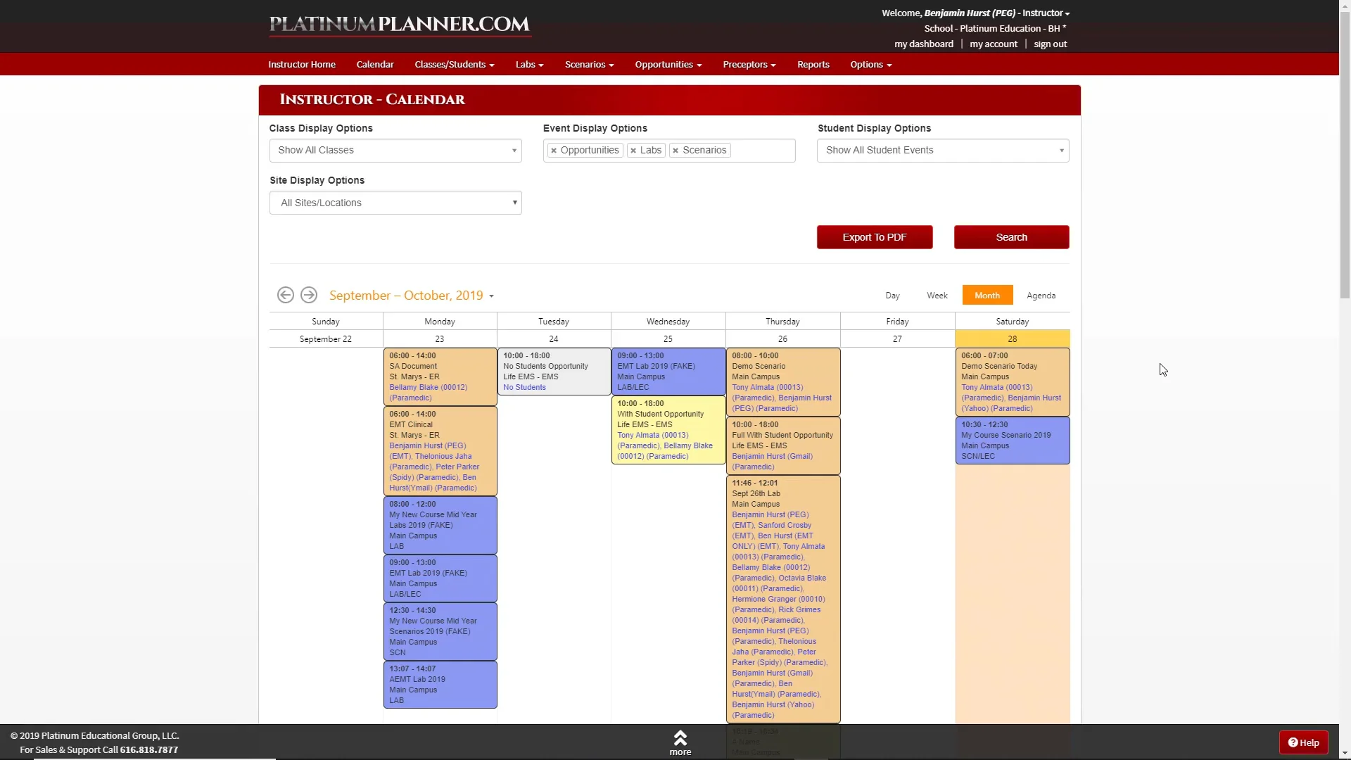 PPC Instructor Calendar