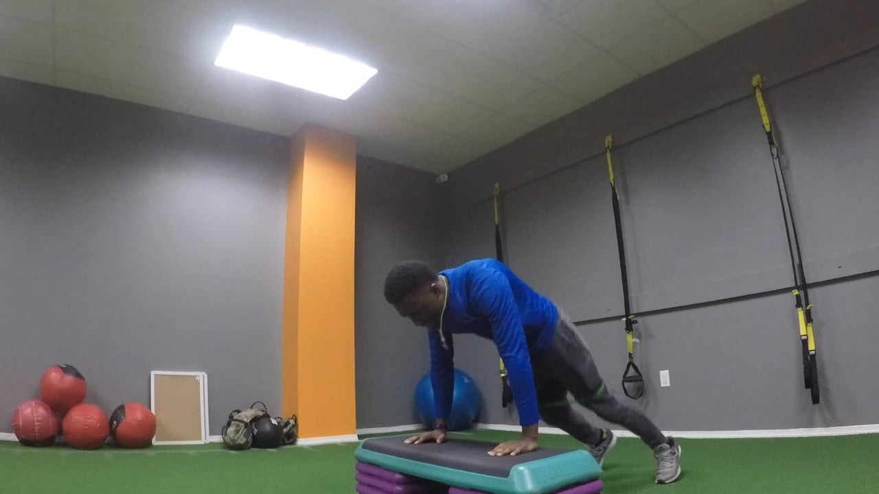 Resistance Banded (RB) Elevated Half Burpee on Vimeo