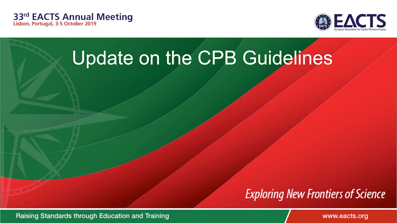 EACTS 2019: Update on the CPB Guidelines on Vimeo